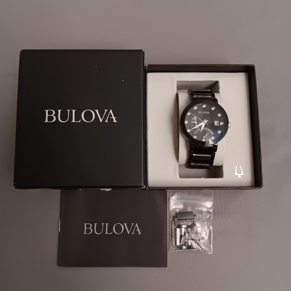 Bulova | Accessories | Bulova Diamond Accent 98d9 Mens Dress Watch ...